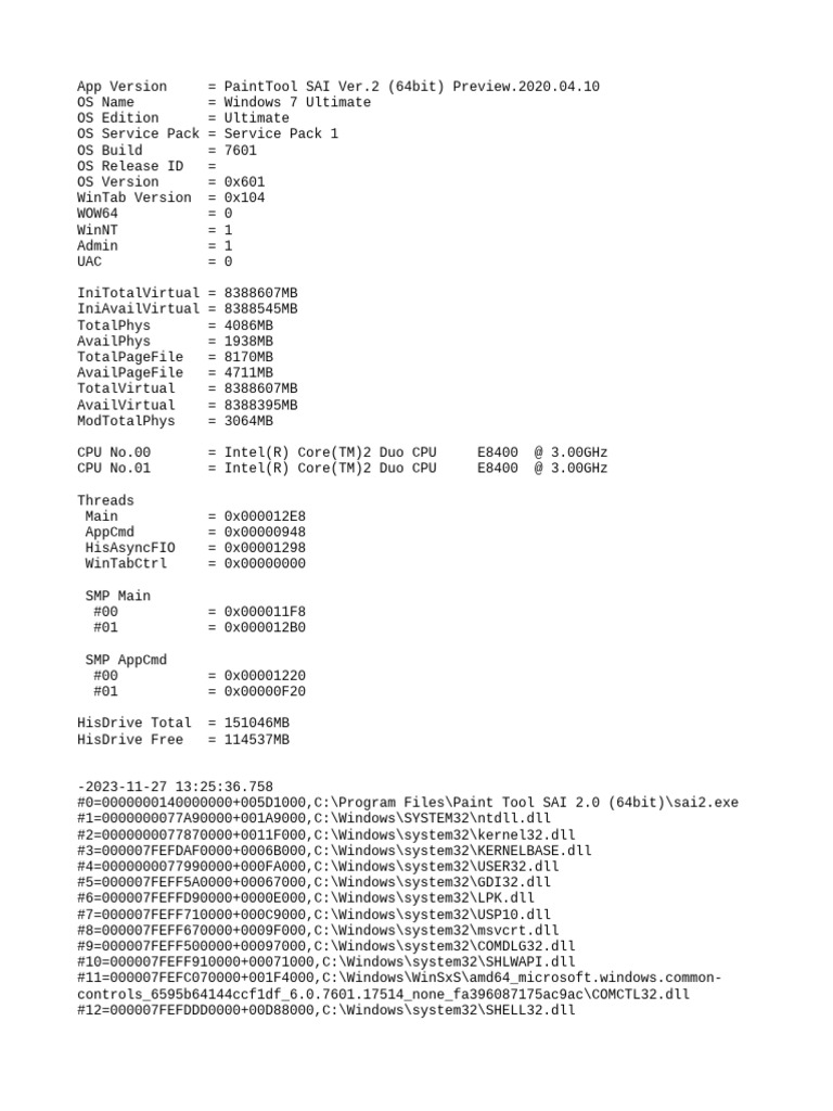 Errlog Sai2 20231127 132536 | PDF | Software | Ibm Pc Compatibles