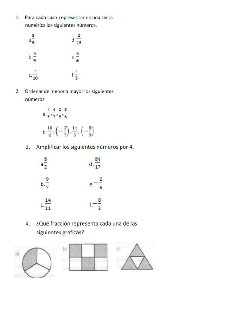 Actividad 7°. Representacion de fracciones en la recta numerica | PDF