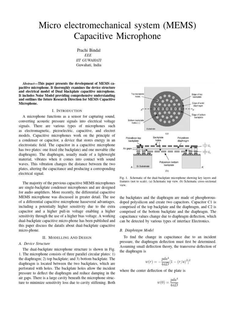 Dual-Backplate MEMS Microphone Design | PDF | Microphone | Capacitor