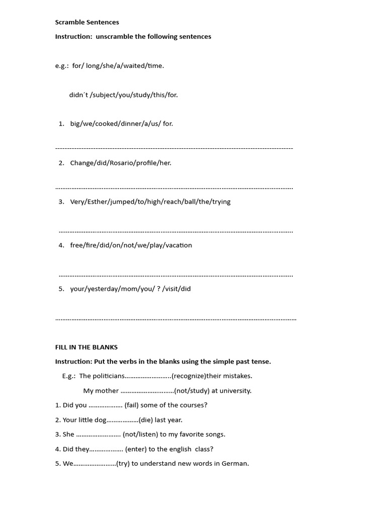 Scramble Sentences | PDF