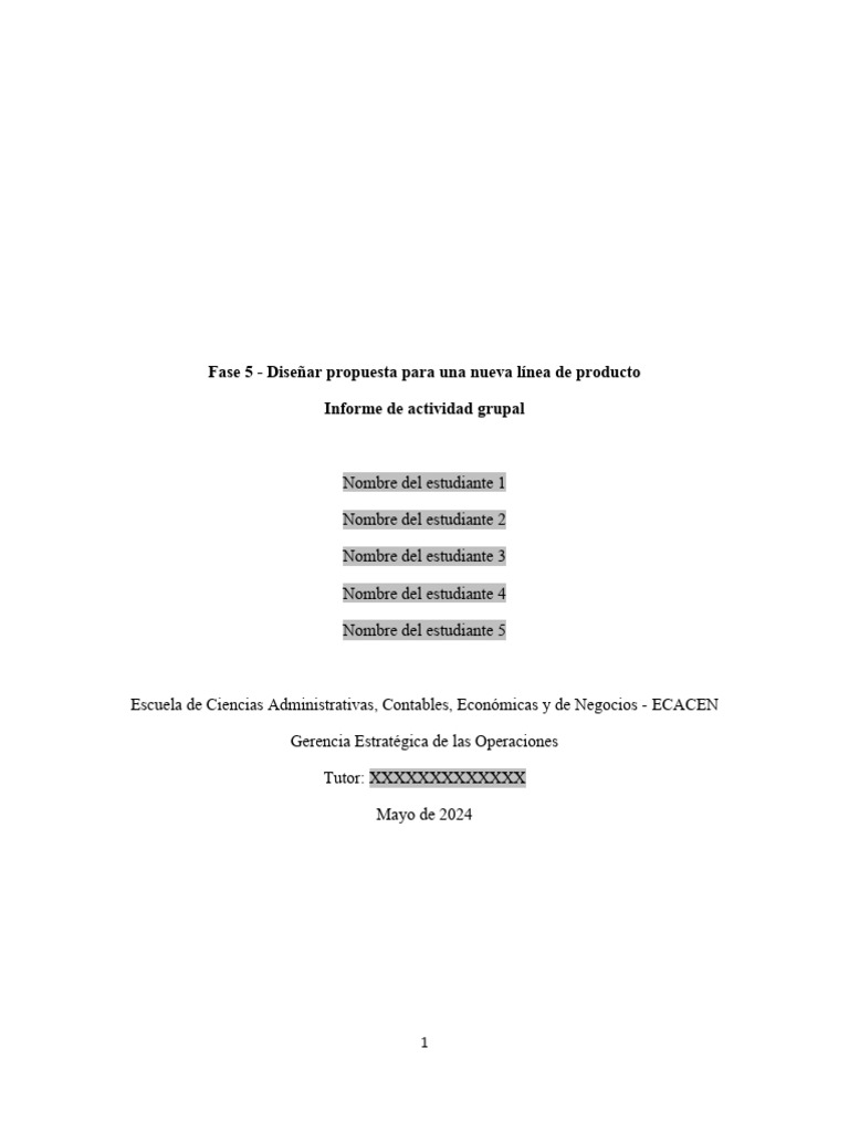 Plantilla - Informe Grupal Fase 5 GEO 2 | PDF | Investigación de mercado | Business