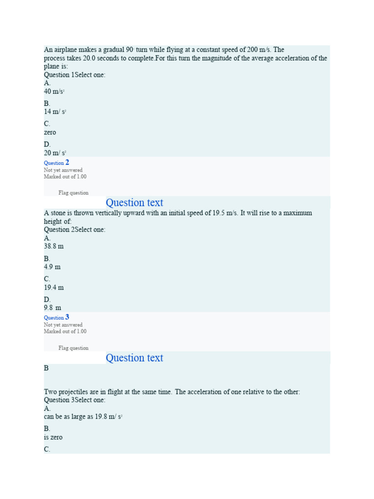 Test Physics HCMUT | PDF | Speed | Acceleration