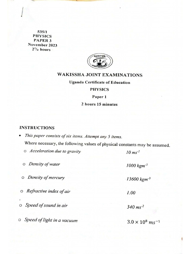 Wakisha S3 Physics | PDF