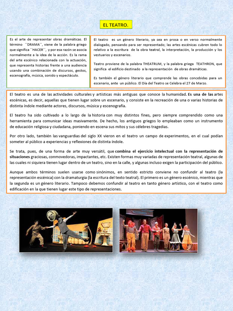 El Teatro | PDF | Teatro | Las artes