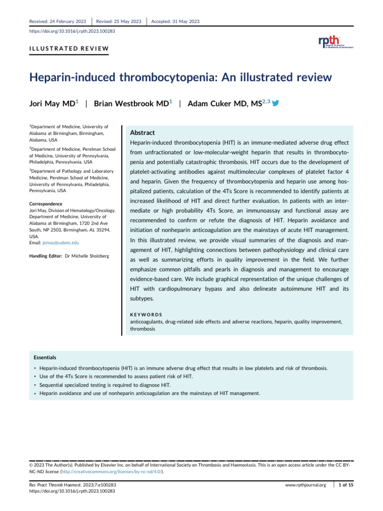 Heparin-Induced Thrombocytopenia | PDF | Hematology | Blood