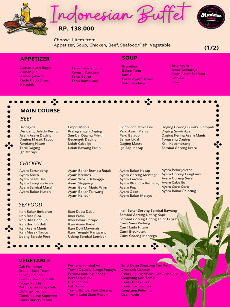Indonesian Catering Menu Highlights | PDF | Thai Cuisine | Indonesian ...