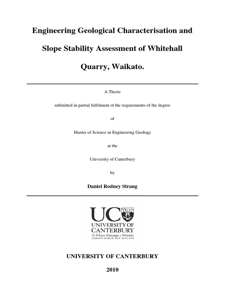 Slope Stability Assessment of Whitehall | PDF | Geotechnical ...
