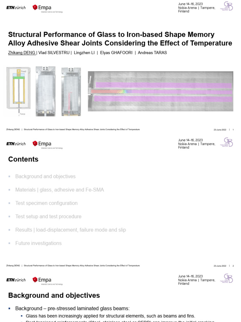 Structural Performance of Glass To Iron-Based Shape Memory Alloy ...