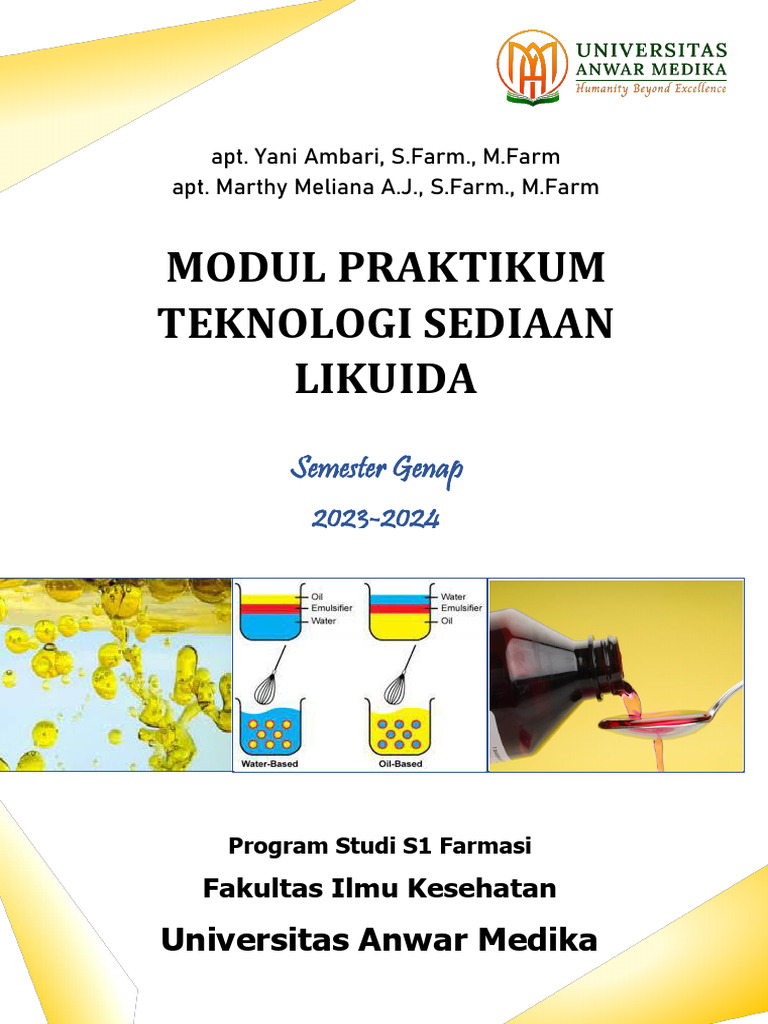 Modul Praktikum Teknologi Sediaan Likuida TA 2023 - 2024 | PDF | Teknologi & Rekayasa
