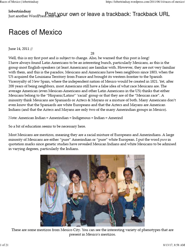 Races of Mexico | PDF | Mexicans | White People