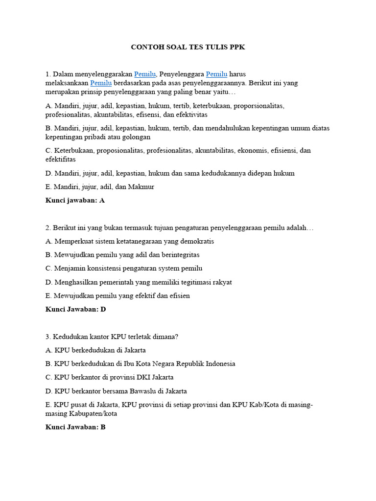 Contoh Soal Tes Tulis PPK | PDF