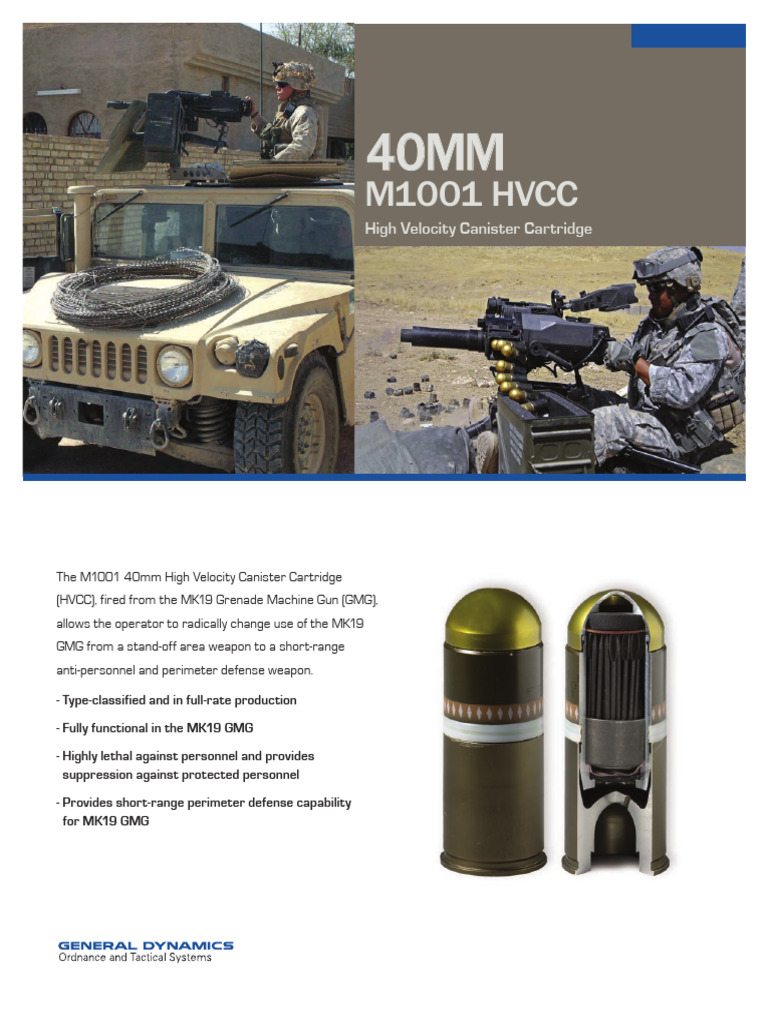 M1001 40mm HV Canister Cartridge Overview | PDF