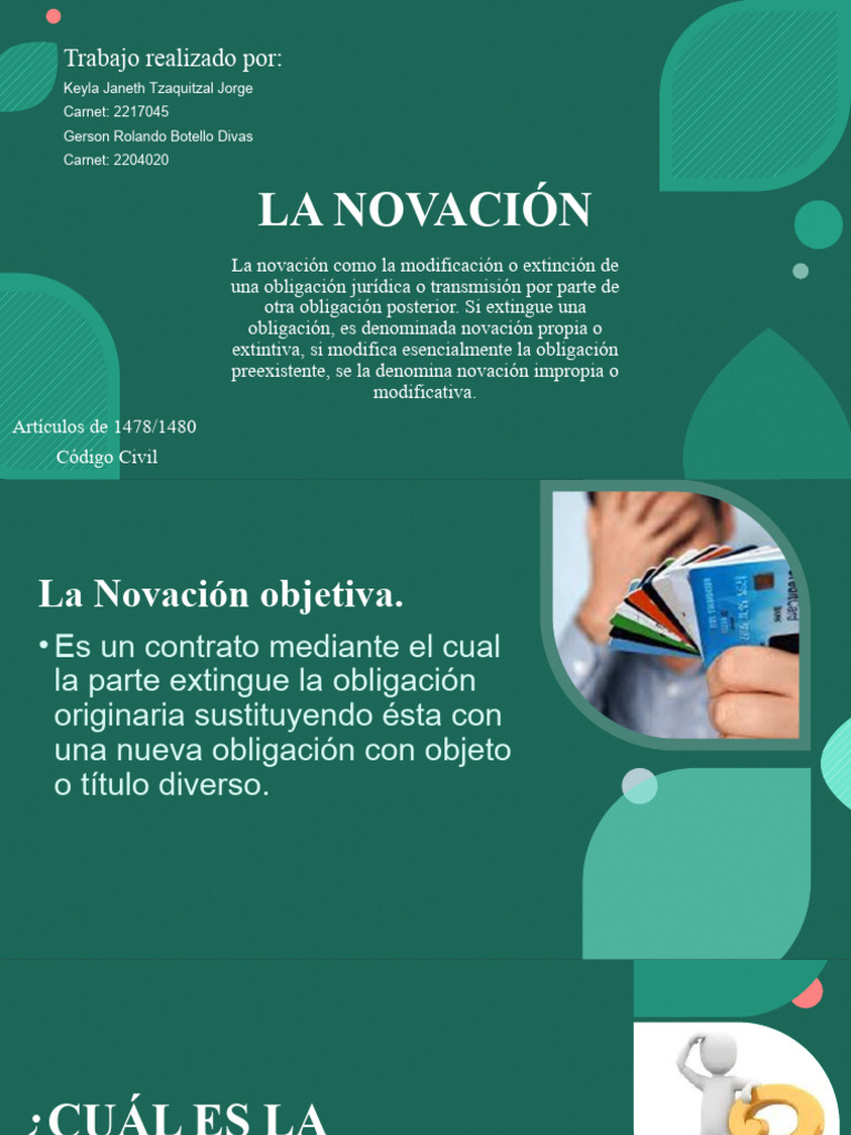 Presentation de La Novacion Derecho Civil (1) | PDF Presentation de La Novacion Derecho Civil (1) | PDF