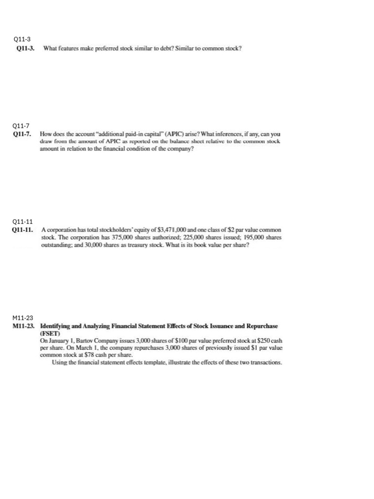 HW11 | PDF | Stocks | Preferred Stock