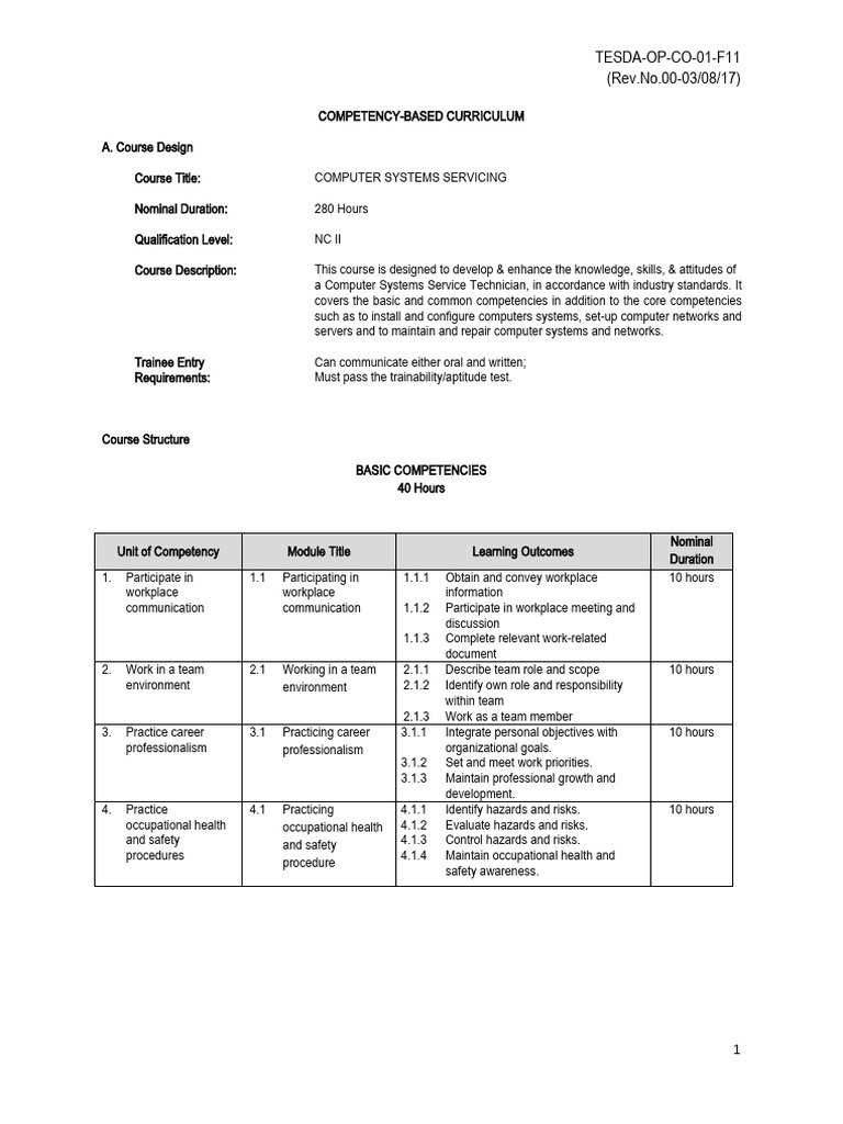 TESDA-OP-CO-01-F11 (Rev - No.00-03/08/17) | PDF | Personal Computers ...