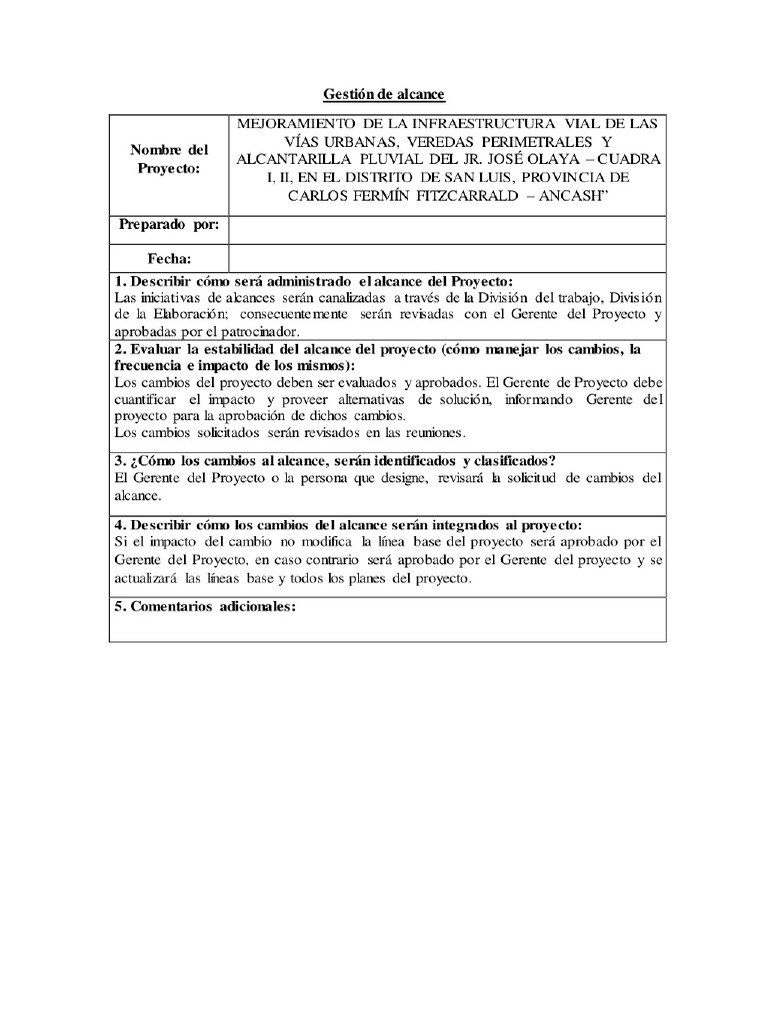 PDF Gestion de Proyecto Ejemplo - Compress | PDF