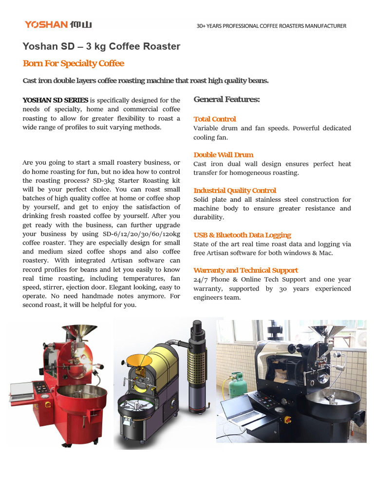 Yoshan SD-3kg Coffee Roaster Specification (230615) | Download Free PDF ...