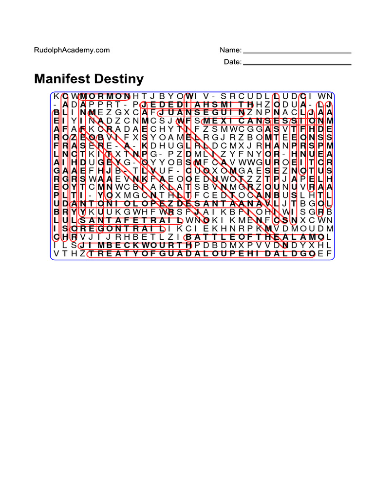 Manifest Destiny Word Search Answers | PDF