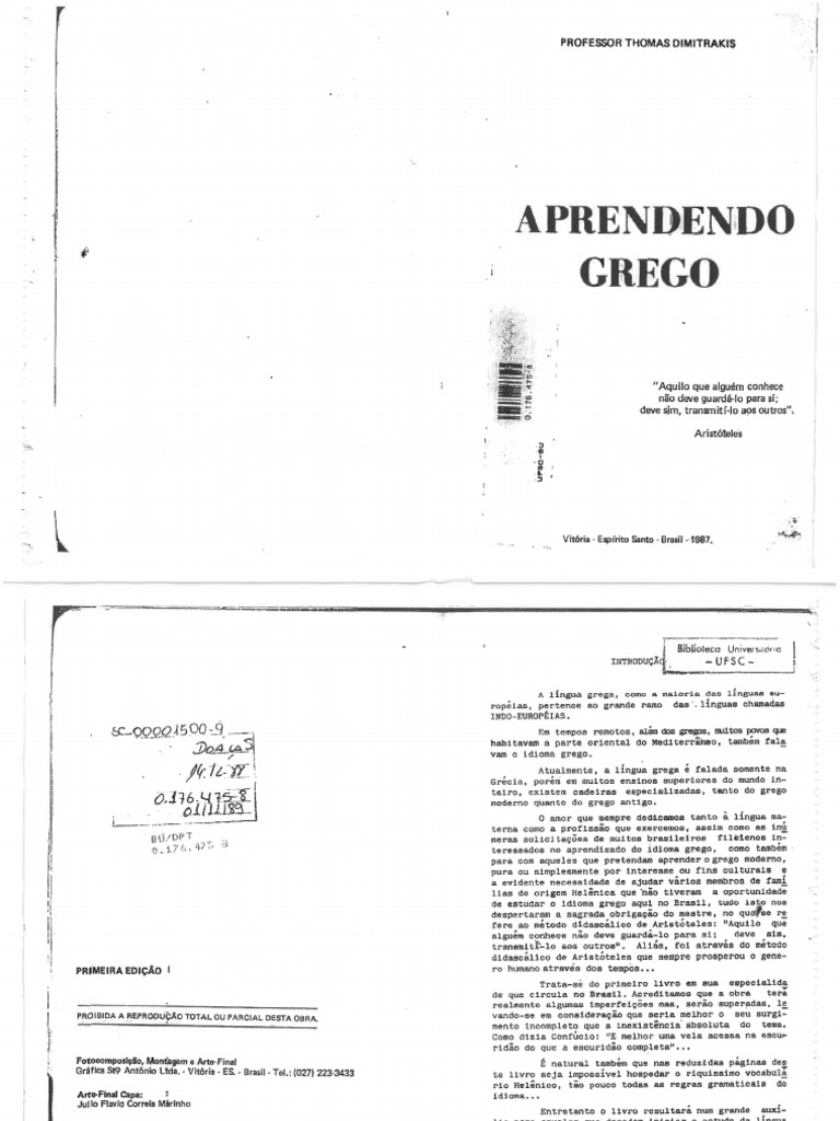 Aprendendo Grego - Prof. Thomas Dimitrakis | PDF