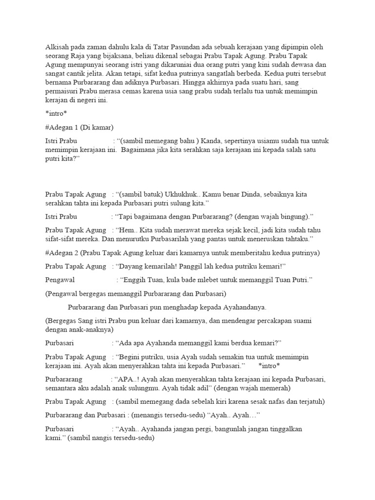 Naskah Drama Bindo - LUTUNG KASARUNG | PDF