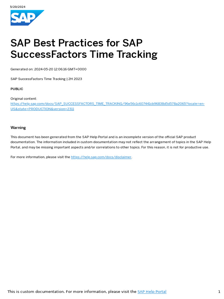 SAP SuccessFactors Time Tracking Guide | PDF | Information Technology ...