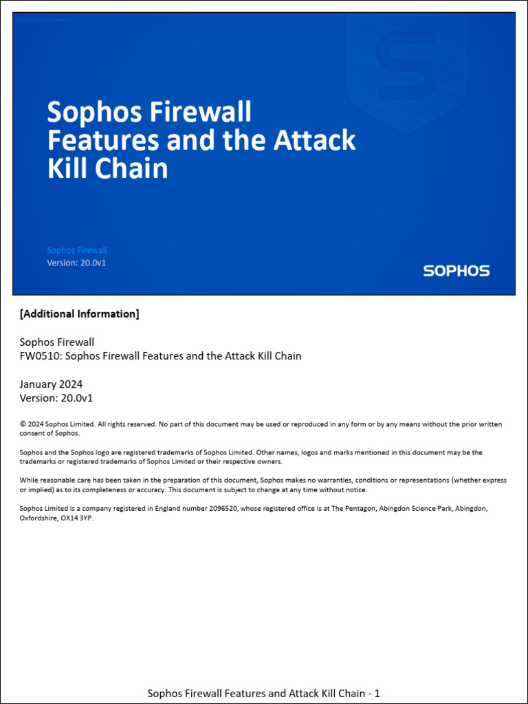FW0510 20.0v1 Sophos Firewall Features and The Attack Kill Chain | PDF | Malware | Phishing