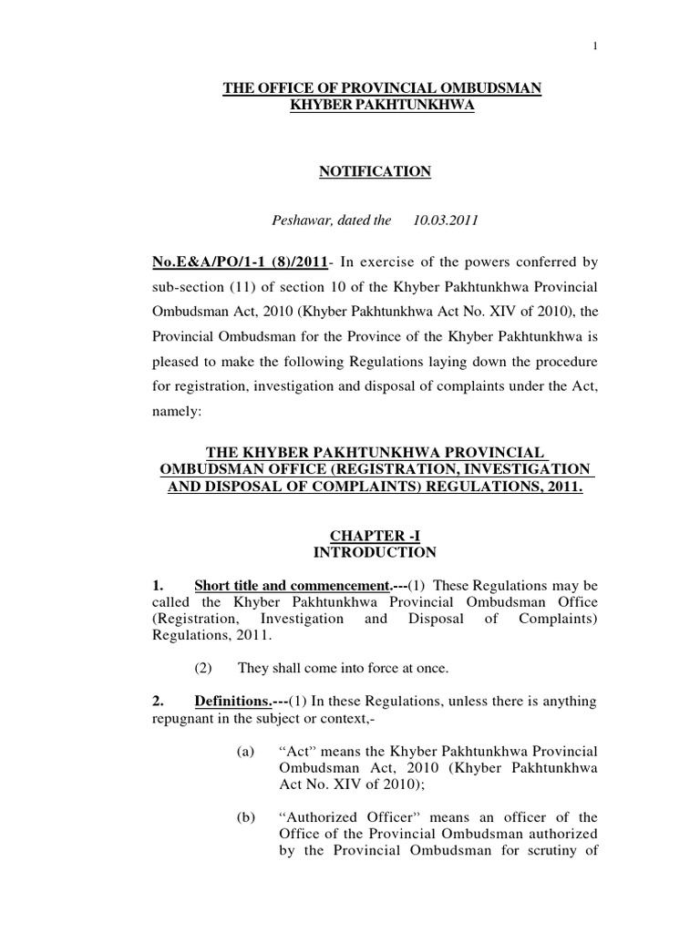 Procdure of Regualiton and Investigation | PDF | Complaint | Khyber ...