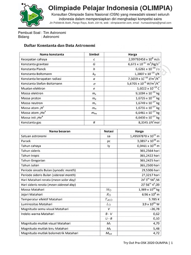 Soal TO KSK 2020 OLIMPIA | PDF
