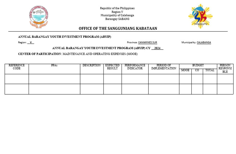 2024 ABYIP for Calabanga Youth Program | PDF