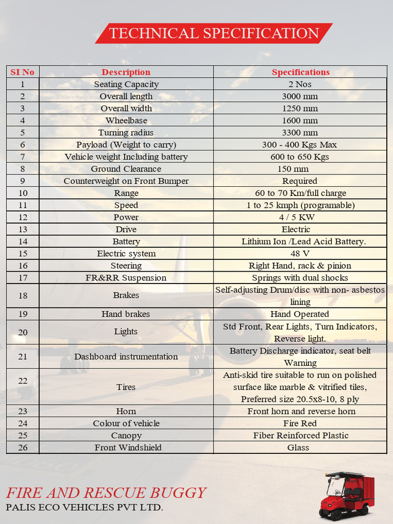 Palis Fire Rescue Buggy Specs01 | PDF | Transport | Automotive Industry