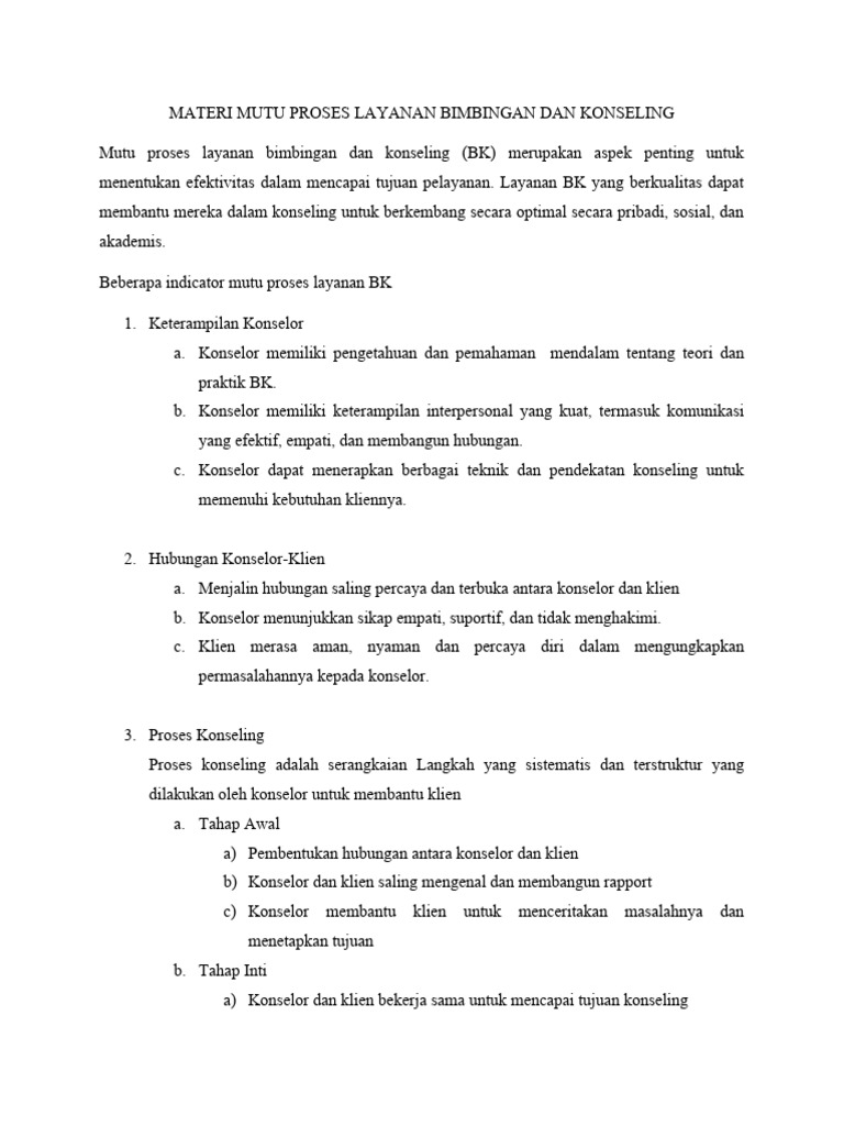 Materi Mutu Proses Layanan BK | PDF