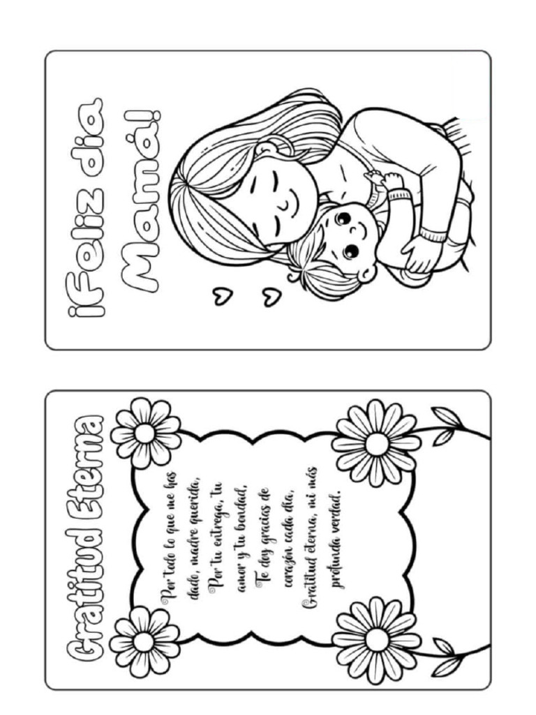 Tarjetas Para Colorear Por El Día De La Madre Pdf