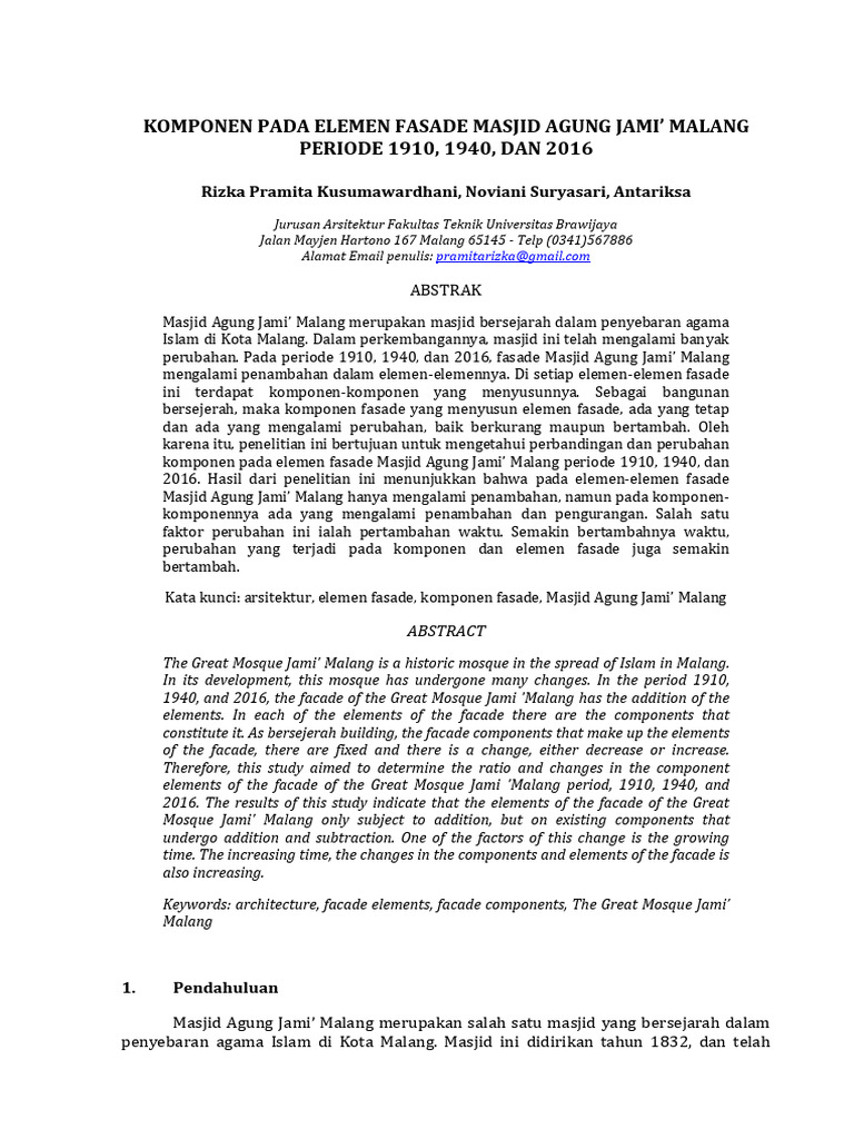 ID Komponen Pada Elemen Fasade Masjid Agung | PDF