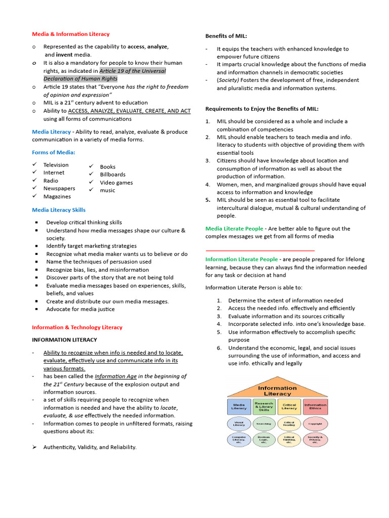 MIL Notes | PDF | Mass Media | Information