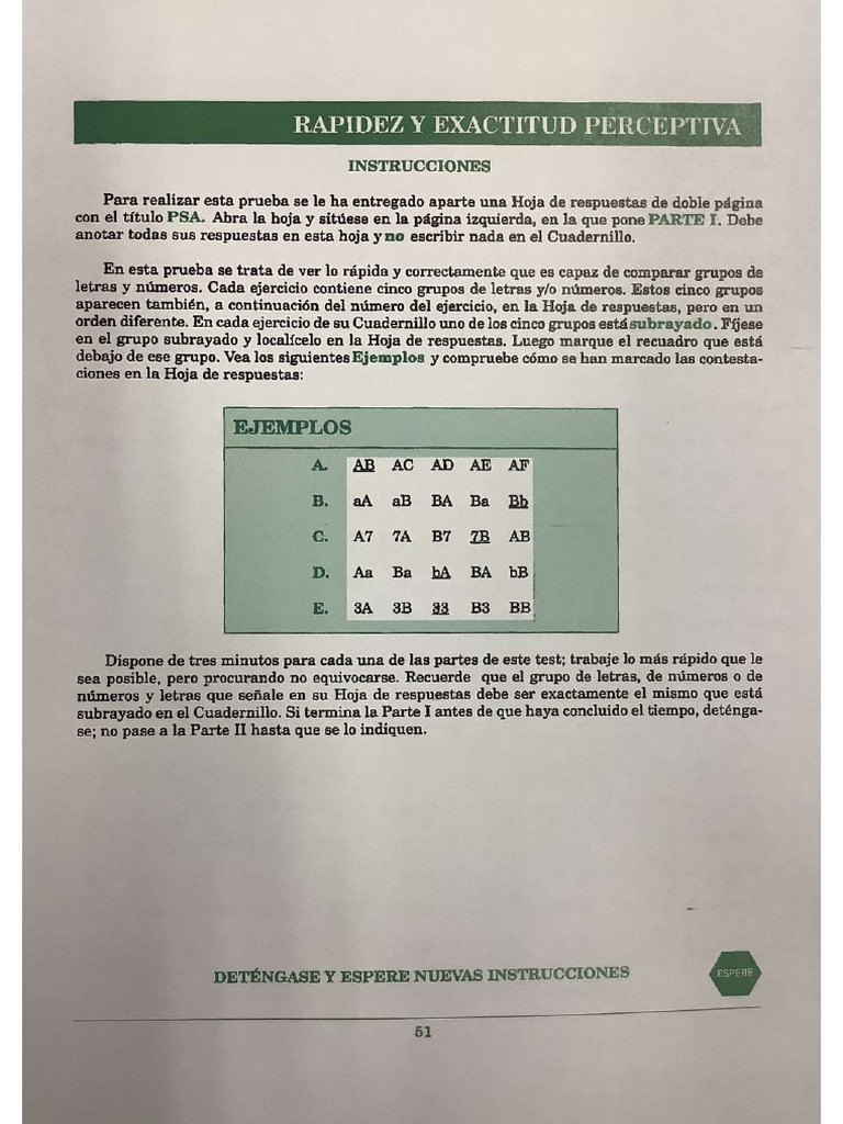 Dat-5 Rapidez y Exactitud Perceptiva | PDF