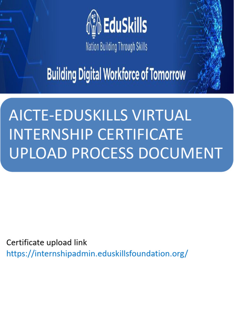 Eduskills Internship Certificate Upload Guide | PDF