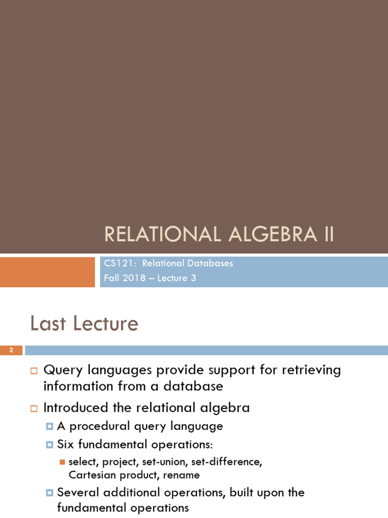 Relational Algebra And Data Aggregation Pdf Relational Model Mathematics