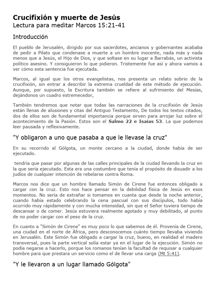 Crucifixión y Muerte de Jesús | PDF | Crucifixion de jesus | Jesús