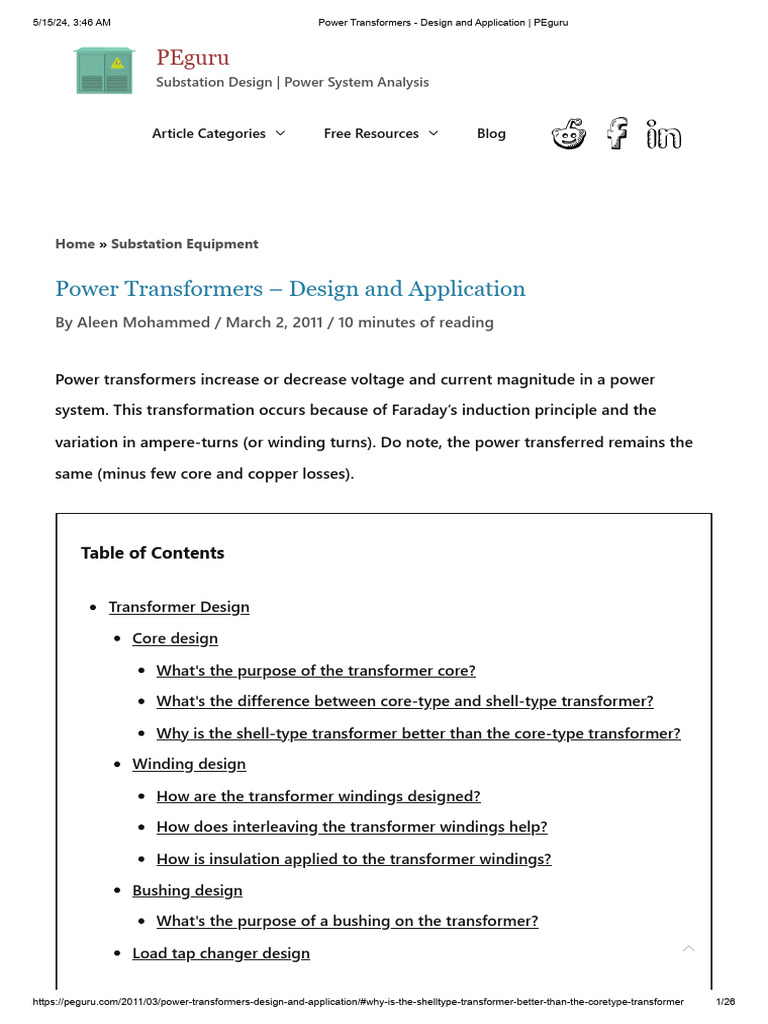 Power Transformers - Design and Application - PEguru | PDF ...