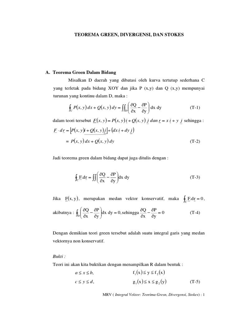 Teorema Green, Divergensi, Stokes | PDF