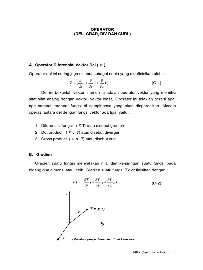 Analisis Vektor Del,Grad,Div,Curl | PDF