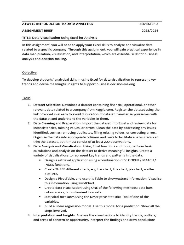 ATW115 Assignment Brief 232 FINAL | PDF | Data Analysis | Data