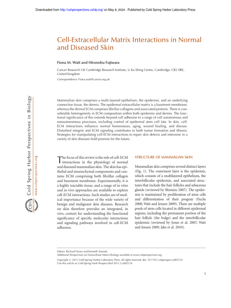 Cell-Extracellular Matrix Interactions in Normal and Diseased Skin ...