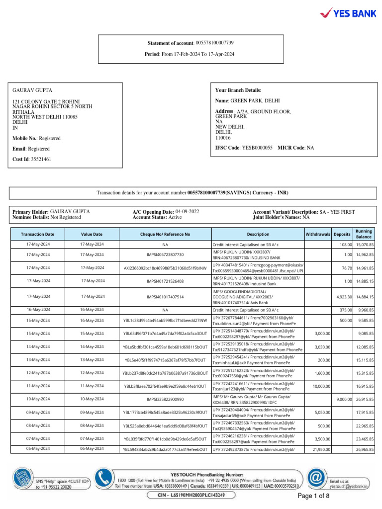 RetailAccountStatement 638515305138875981 | PDF | Payments | Cheque
