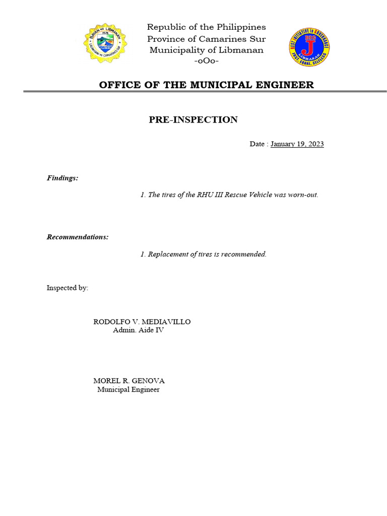 Pre & Post Inspection | Download Free PDF | Tire | Vehicles