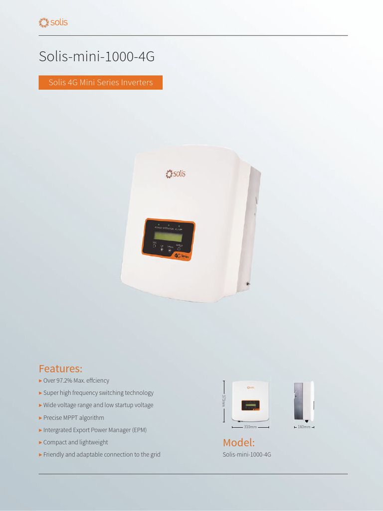 Datasheet Solis-mini-1000-4G | PDF | Power Inverter | Electrical Components