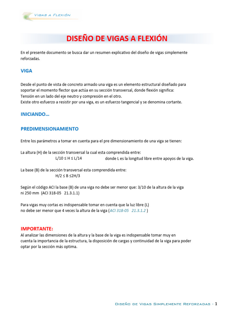 Diseño de Vigas a Flexión y Medidas | PDF | Viga (Estructura) | Doblar
