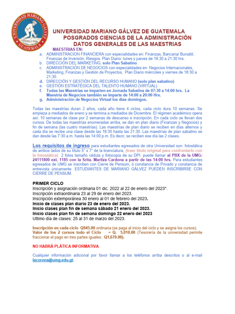 Info Maestrias Lic (2) - Coronado | PDF | Negocios económicos | Business