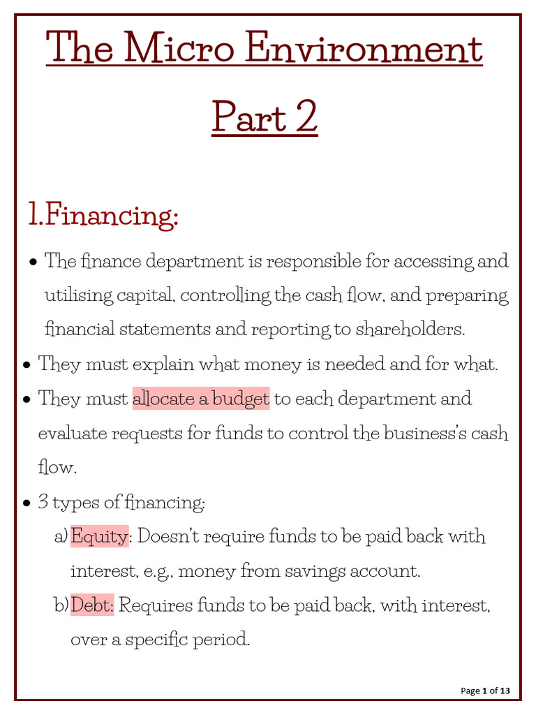 The Micro Environment Part 2 | PDF | Investing | Capital (Economics)