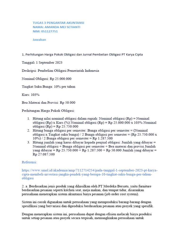 Tugas 3 Pengantar Akuntansi | PDF